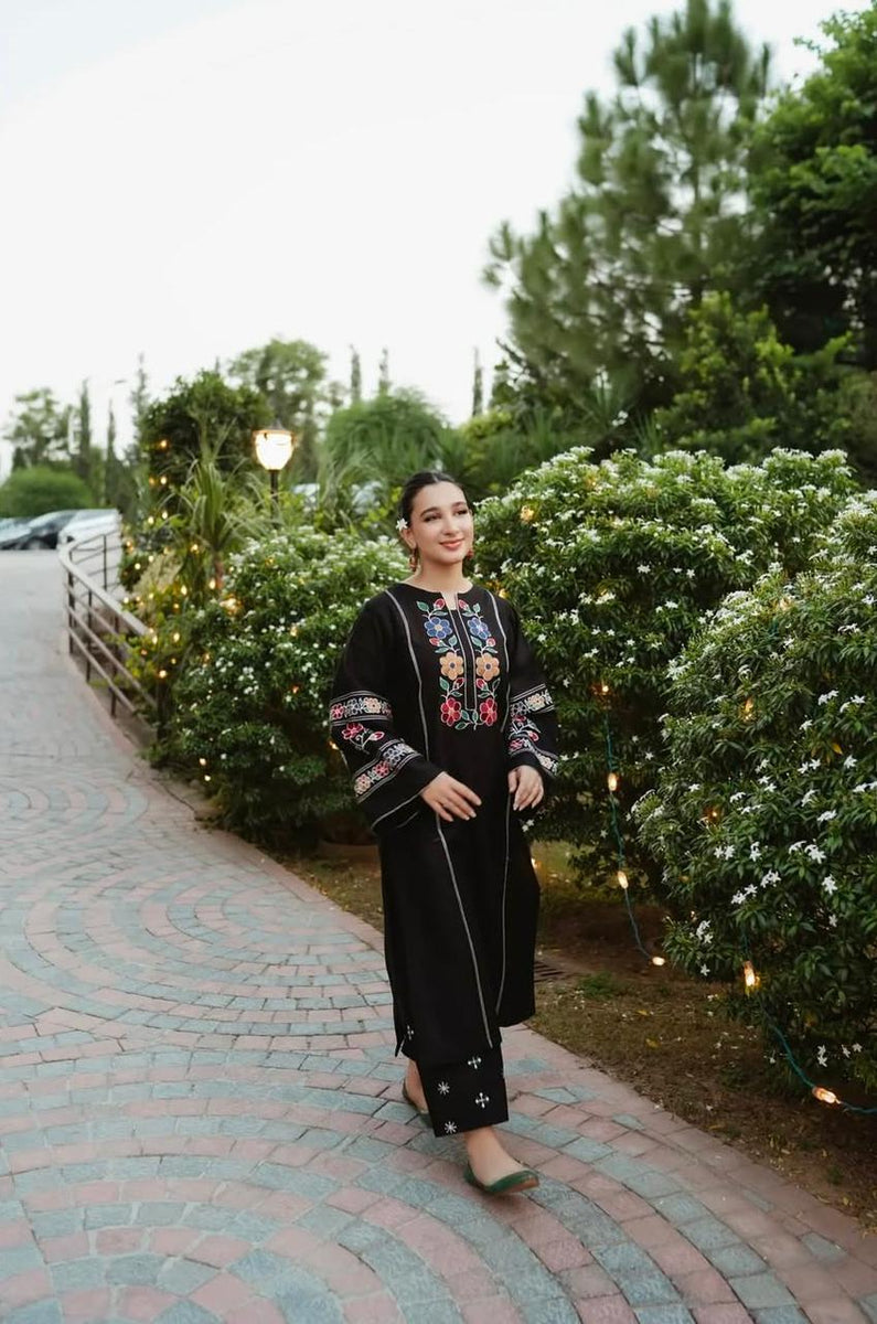 Decent Black Embroidered 2Pcs – Abeeha Collection