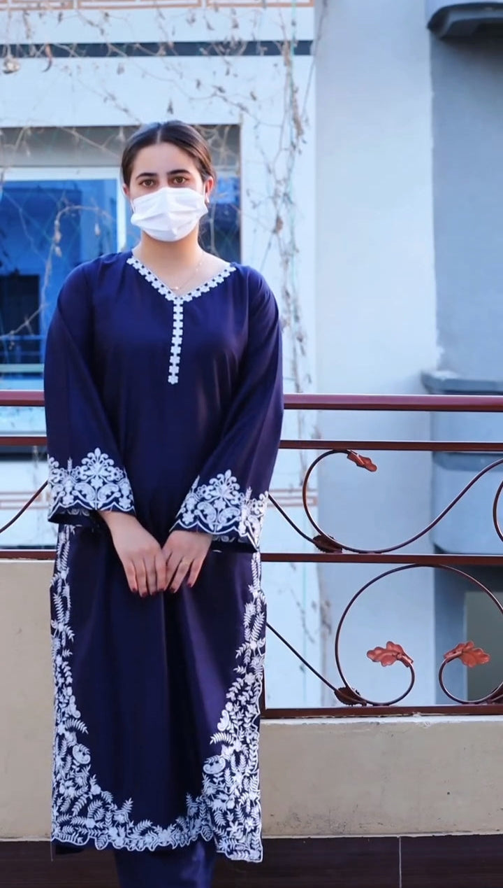 Blue Elegant Emb 2Pc – Abeeha Collection